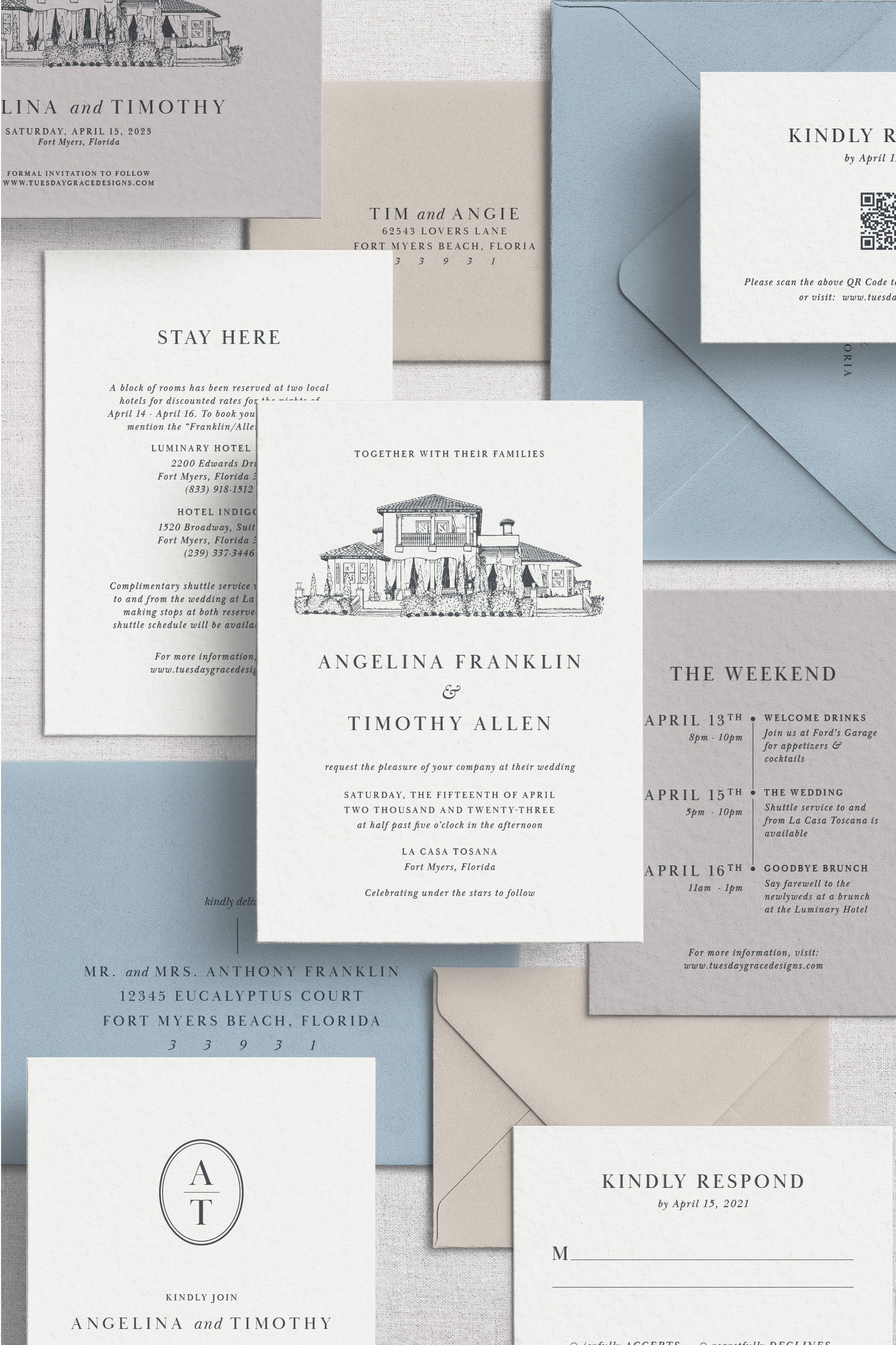 Classic Venue Wedding Invitation Collection | Gold Foil Stationery ...