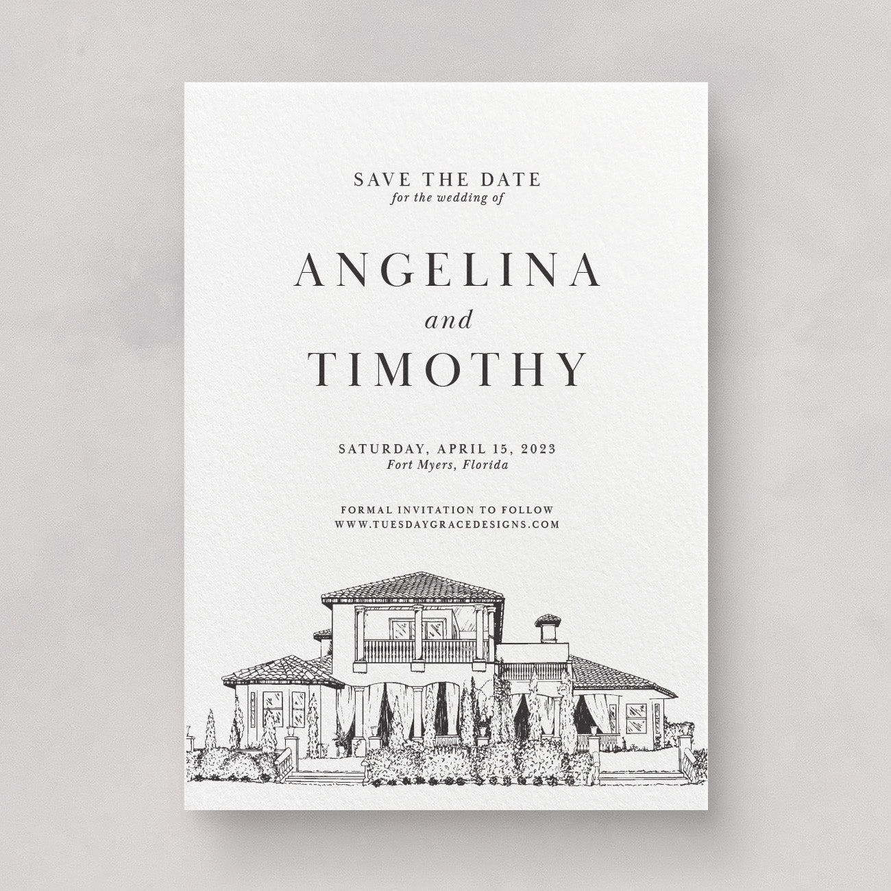 Classic Venue Wedding Save the Dates – Tuesday Grace Designs