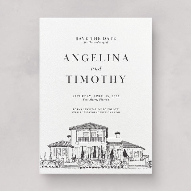 Classic Venue Wedding Save the Dates – Tuesday Grace Designs