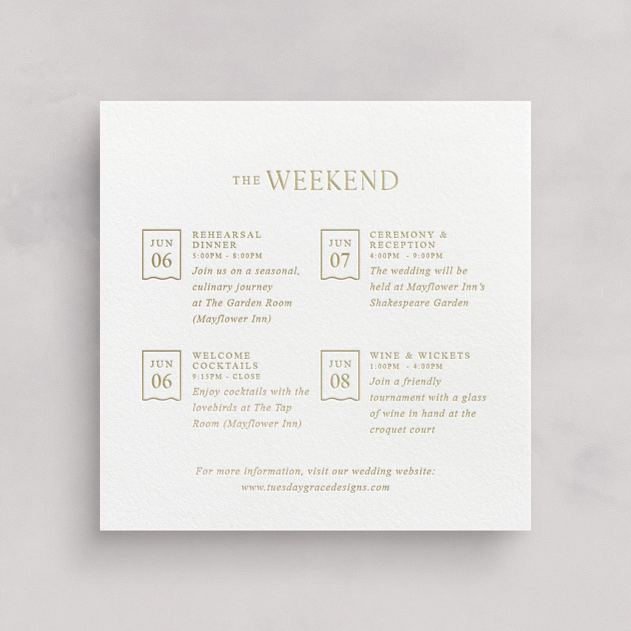 Cotswolds Square Wedding Weekend Cards | Personalized Wedding ...