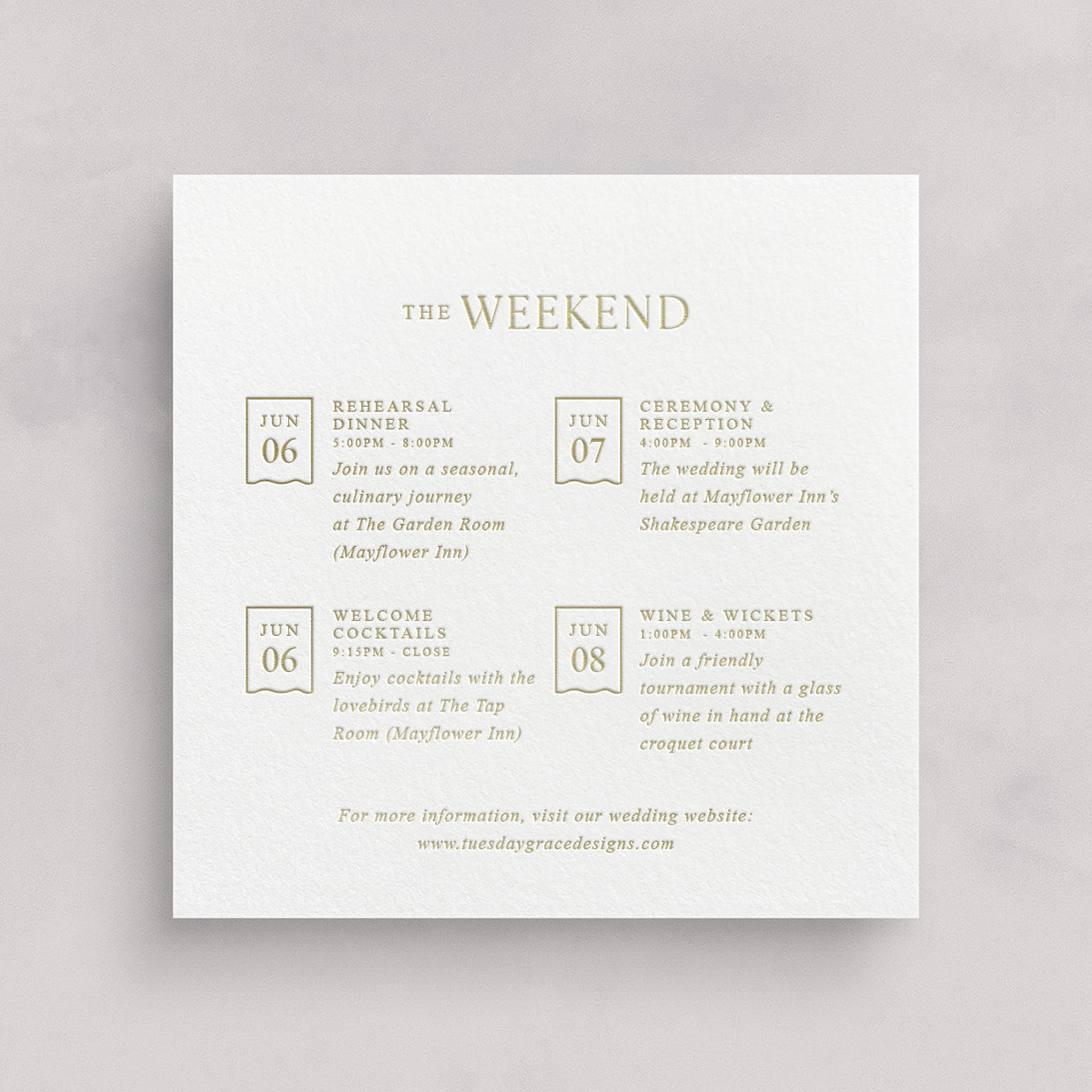 Cotswolds Square Wedding Weekend Cards | Personalized Wedding ...
