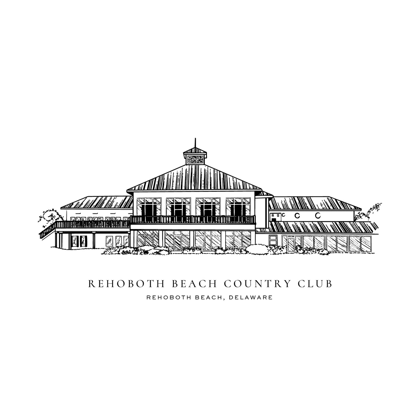 Rehoboth Beach Country Club Venue Illustration – Tuesday Grace Designs